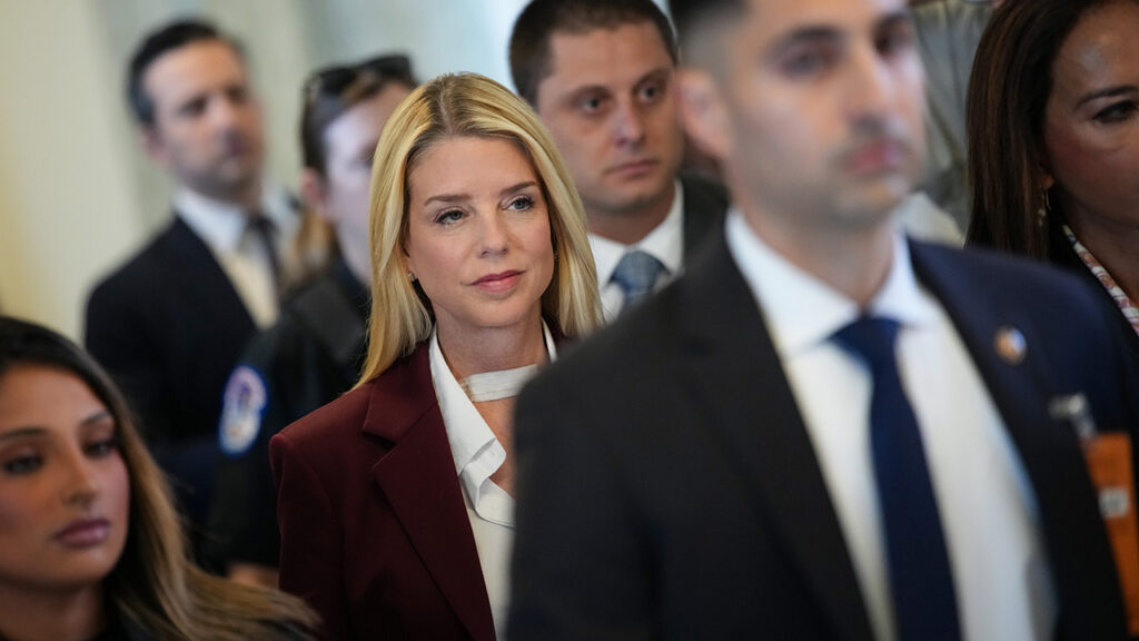 Pam Bondi Wears Surgery Bandage to Epstein Investigation